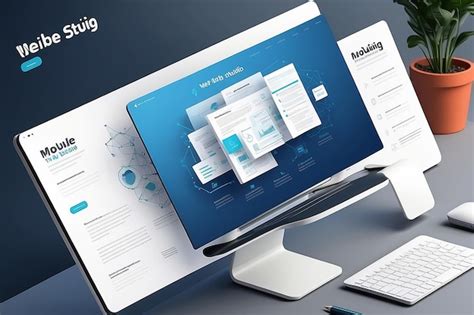 Premium Photo Concept Of Assembling A Web Page From Modules That Fly