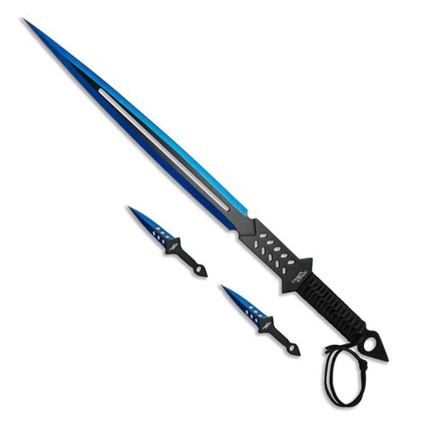 Black Ice Ninja Sword Spear Sword With Kunai Blue Spearpoint Swords