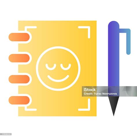 노트북 및 펜 플랫 아이콘입니다 트렌디 한 플랫 스타일의 웃는 색상 아이콘 메모장 웹 및 응용 프로그램을 위해 설계된 연구