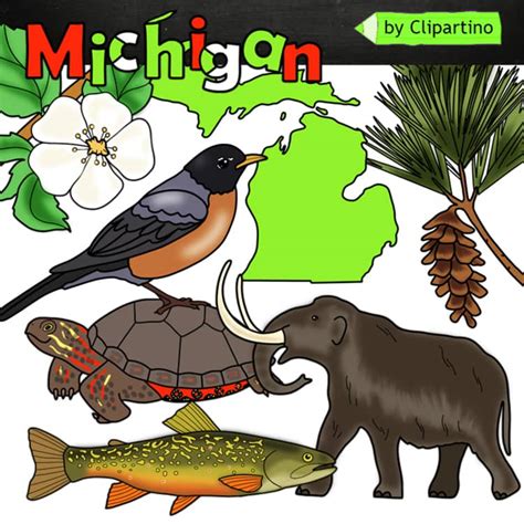 Michigan State Symbols Clip Art Michigan Usa State History Clipart