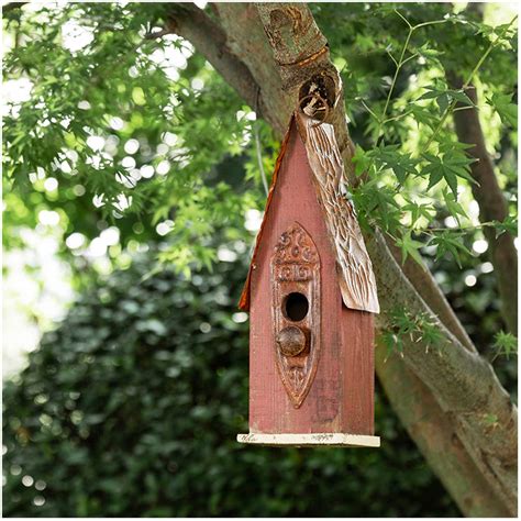 Glitzhome Hand Painted Distressed Hanging Wood Bird House For Outdoors