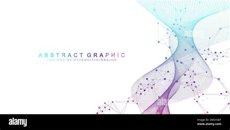 Digits Abstract Background With Connected Line And Dots Wave Flow