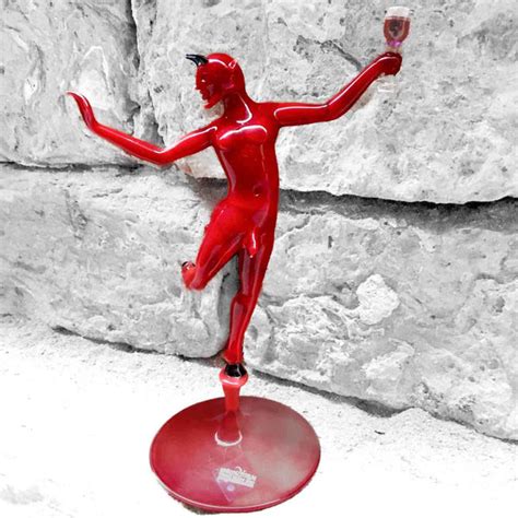 Red Devil With Wine Glass Murano Glass Figurines Art Glass