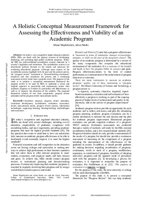 Pdf Assessing The Effectiveness And Viability Of An Academic Program