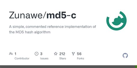 GitHub Zunawe Md5 C A Simple Commented Reference Implementation Of The MD5 Hash Algorithm