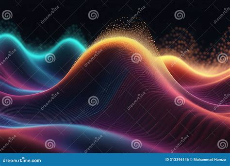3d Abstract Waves Big Data Visualization Pulsating And Floating Waves