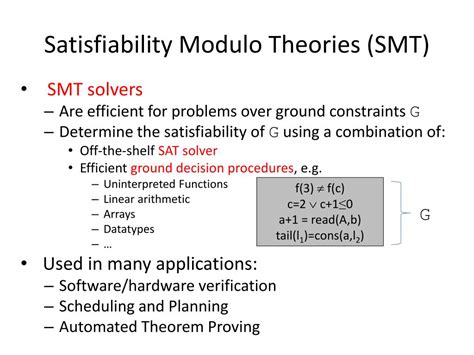 Ppt Finding Conflicting Instances Of Quantified Formulas In Smt