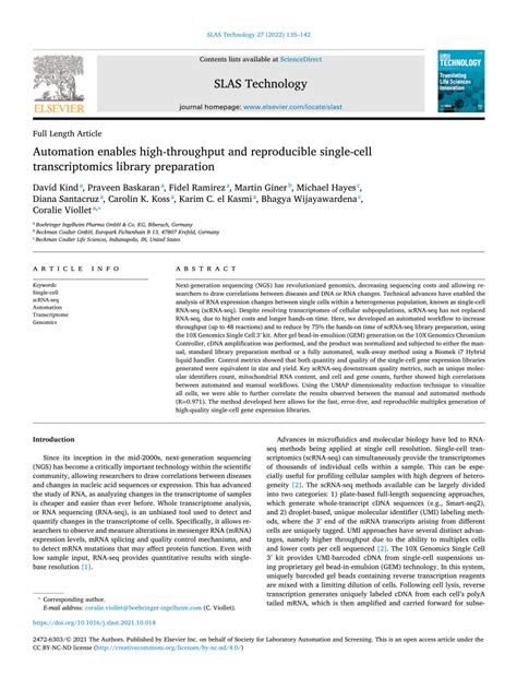 Pdf Automation Enables High Throughput And Reproducible Single Cell Transcriptomics Library