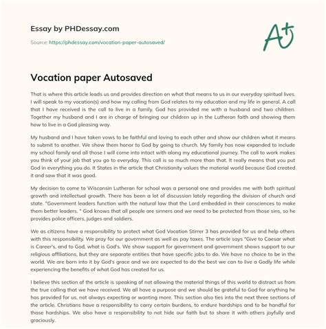 Vocation Paper Autosaved