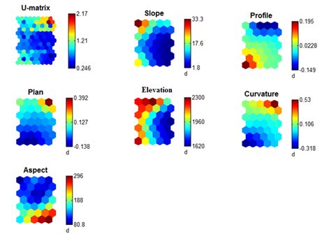 Som Visualization Through U Matrix Top Left And The Six Component