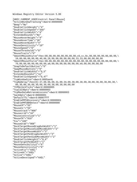 Axel Mouse Regedit Reg Pdf