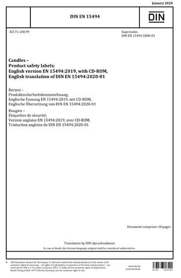 Din En 154942020 Candles Product Safety Labels German Version En