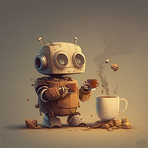 Robot Enjoying A Cup Of Tea Digital Download Etsy