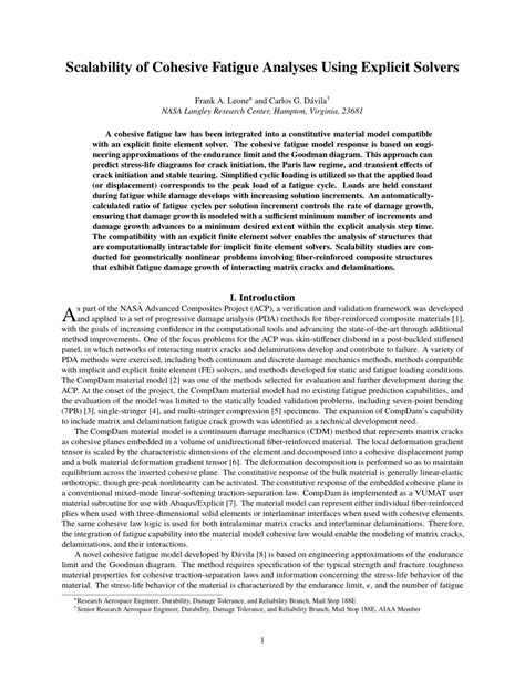 Pdf Scalability Of Cohesive Fatigue Analyses Using Explicit Solvers