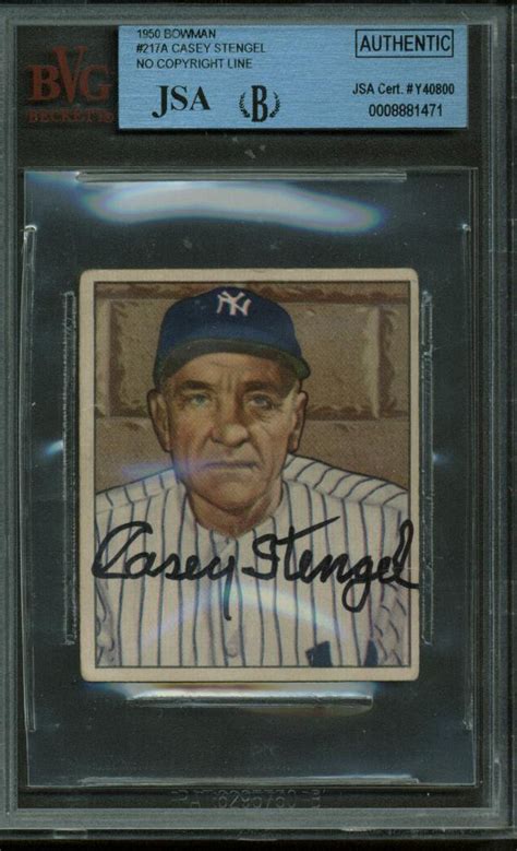 Lot Detail Casey Stengel Rare Signed Original 1950 Bowman Baseball