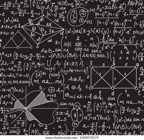 Mathematical Vector Seamless Pattern Handwritten Equations Stock Vector