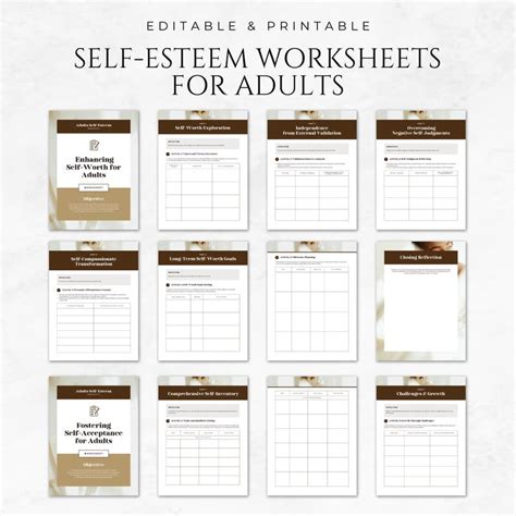 Self Esteem Worksheets For Adults Self Confidence Building Self Care