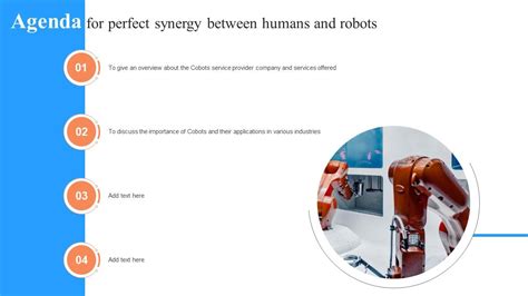Agenda For Perfect Synergy Between Humans And Robots Ppt Template