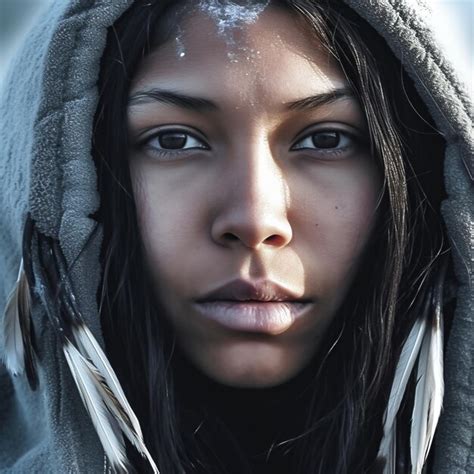 Premium Photo Close Up Portrait Of A Native American Indigenous Woman Girl Face Closeup On