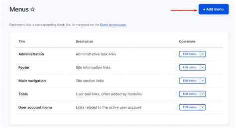 how to create and manage menus in drupal bay20 software
