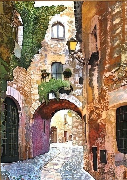 Город ручной работы Ярмарка Мастеров ручная работа Купить Картина батик Старый город 2