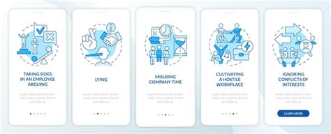 Premium Vector Unethical Behavior In Workplace Blue Onboarding Mobile App Screen