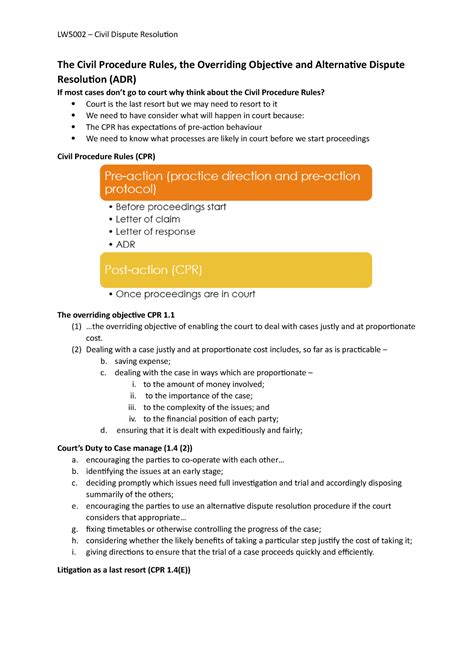 2 The Civil Procedure Rules The Overriding Objective And Alternative