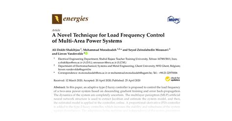 A Novel Technique For Load Frequency Control Of Multi Area Power Systems
