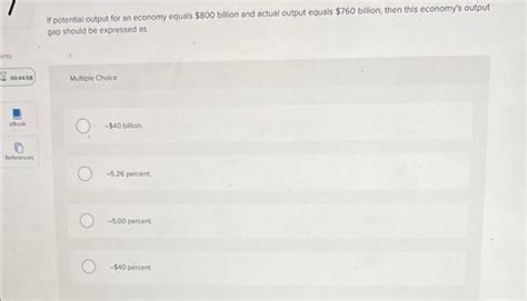 Solved If Potential Output For An Economy Equals 800