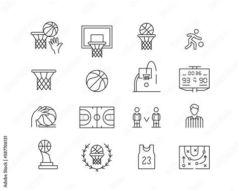 Basketball Icon Collection Containing 16 Editable Stroke Icons Perfect