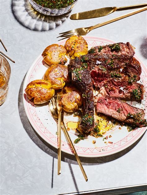 Rib Eye Steak And Crispy Smashed Potatoes For Two Recipe Epicurious