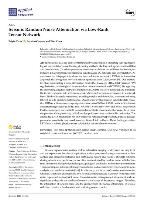 Pdf Seismic Random Noise Attenuation Via Low Rank Tensor Network