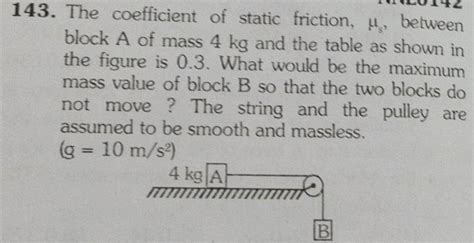 143 the coefficient of static friction μs between block a of mass 4 k
