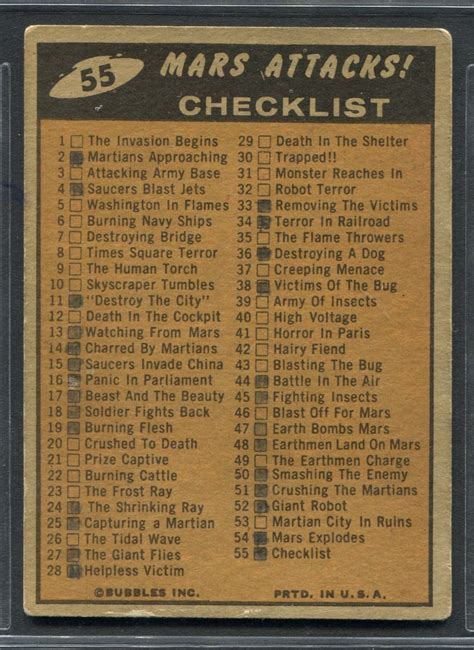 Lot Detail 1962 Topps Mars Attacks Complete Set Of 55 Cards