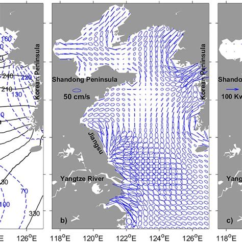 M2 Barotropic Tide A Cotidal Chart With Coamplitude Blue Dashed