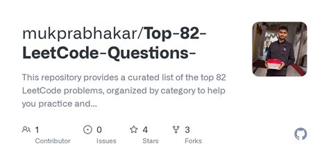Github Mukprabhakartop 82 Leetcode Questions This Repository Provides A Curated List Of The