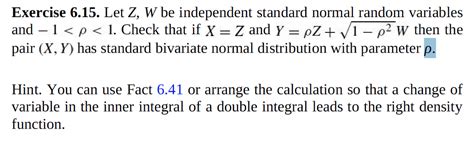 Solved Exercise 615 Let Z W Be Independent Standard