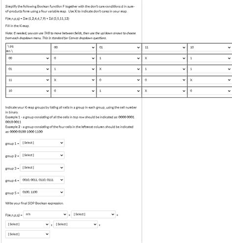 solved simplify the following boolean function f ﻿together