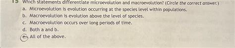 Solved Which Statements Differentiate Microevolution And