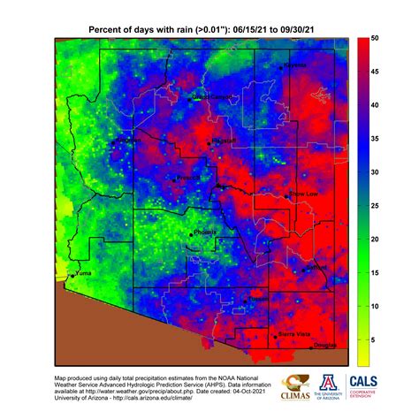 Arizona Rainfall Map