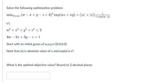 Solved Solve the following optimization problem: | Chegg.com