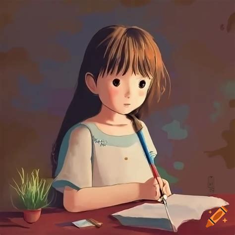 Anime Girl Writing