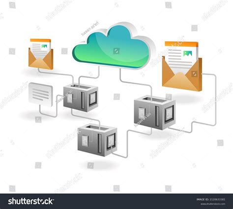 Isometric Illustration Concept Network Data Cloud Stock Vector Royalty Free 2120633381