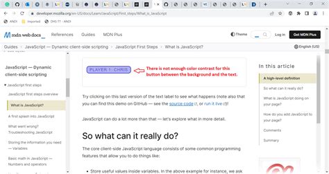 Poor Color Contrast Of The Player 1 Chris Button · Issue 25018 · Mdn Content · Github