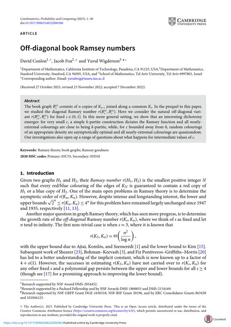 Pdf Off Diagonal Book Ramsey Numbers