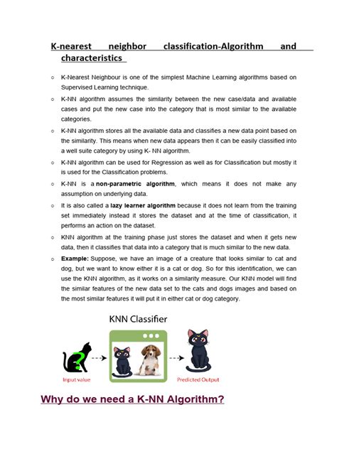 K Nearest Neighbor Classification Algorithm And Characteristics