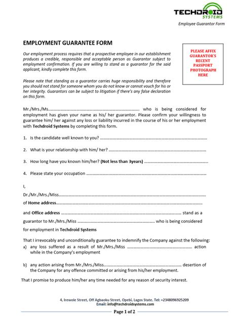 Guarantor Form Pdf Justice Crime And Violence