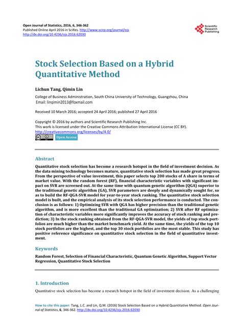 Pdf Stock Selection Based On A Hybrid Quantitative Method