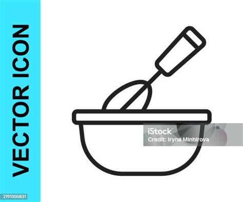 검은 선 요리 거품기 와 그릇 아이콘 와 고립된 통하고 있는 배경 바탕 배경 조리기구 달걀 거품기 칼 붙이 기호 식품 믹스 기호입니다 벡터 강철에 대한 스톡 벡터 아트 및