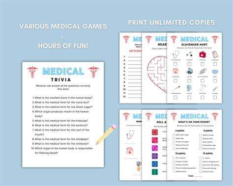 Medical Games Bundle 20 Printable Doctor Nurse Activities Pdf Etsy